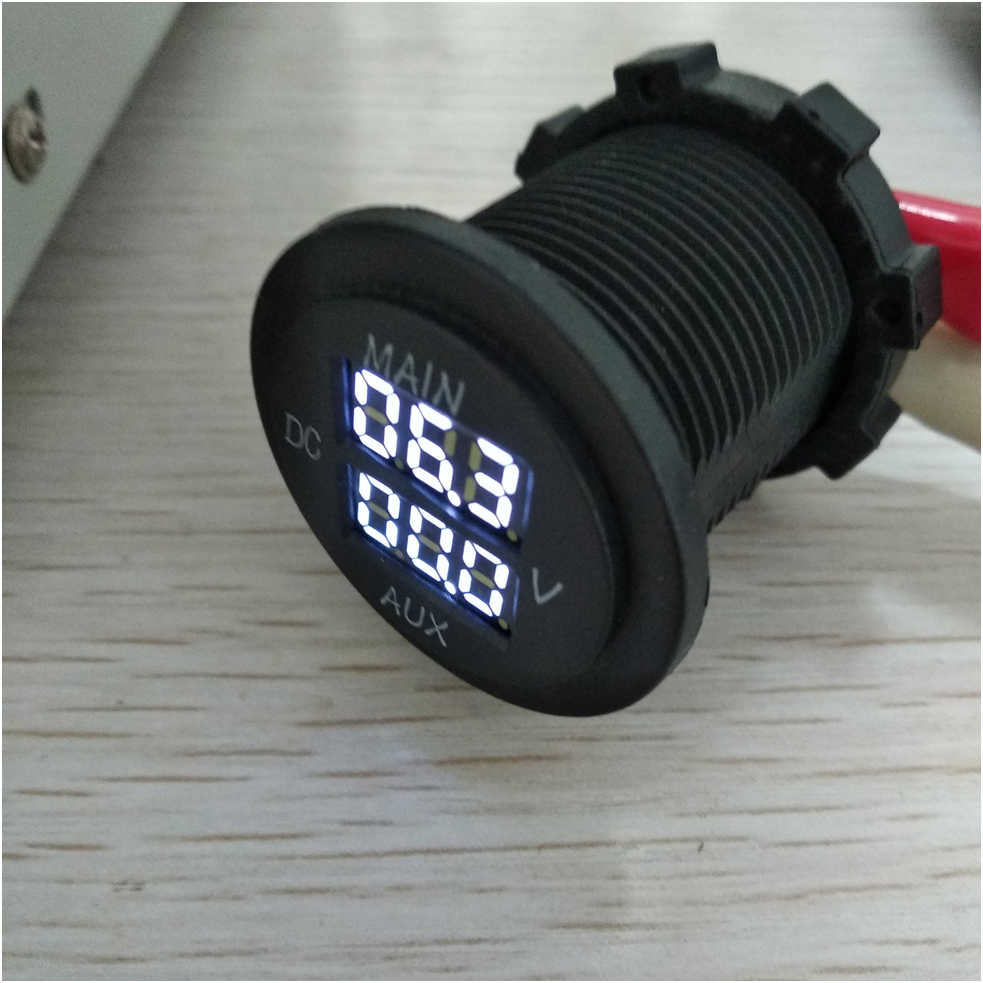 Dual Battery Voltmeter - Round Panel Double LED Digital Voltmeter. - l ...